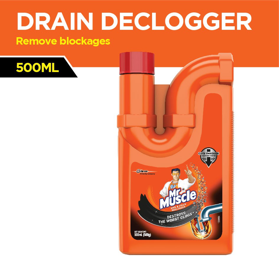 Mr Muscle Sink & Drain Declogger 500ml Clog Liquid Sink Trap Remover ...