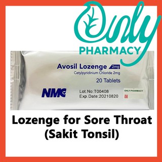 Avosil Lozenge 2mg 20 tablets (EXP 04/2024) Gula Hisap Untuk Sakit ...