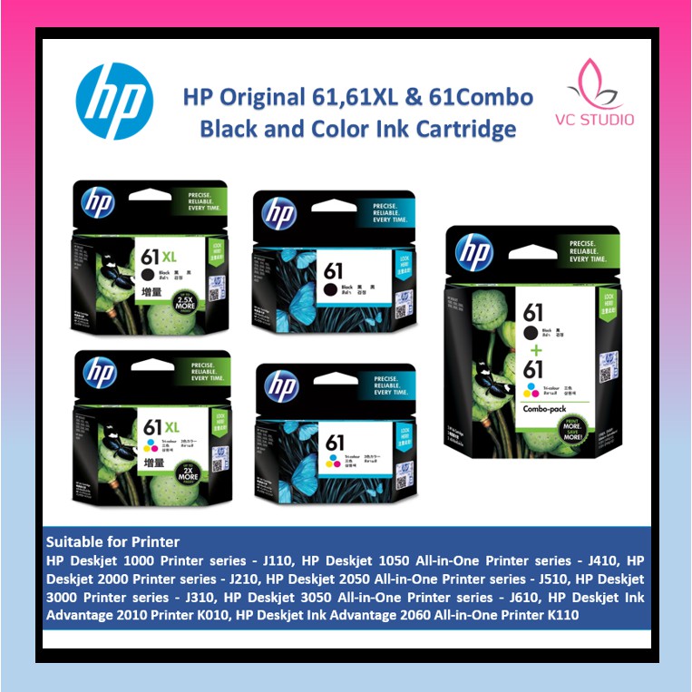 HP Original 61,61XL & 61Combo Black and Color Ink Cartridge | Shopee ...