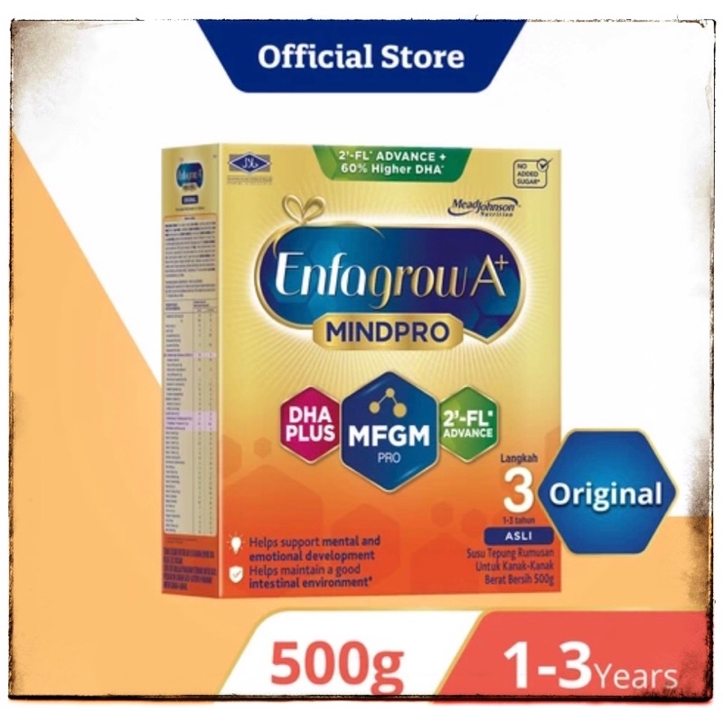 Enfagrow A+ MindPro 2'-FL Step 3 Original - 500g,580g,1160g (Milk Formula Powder) | Shopee Malaysia