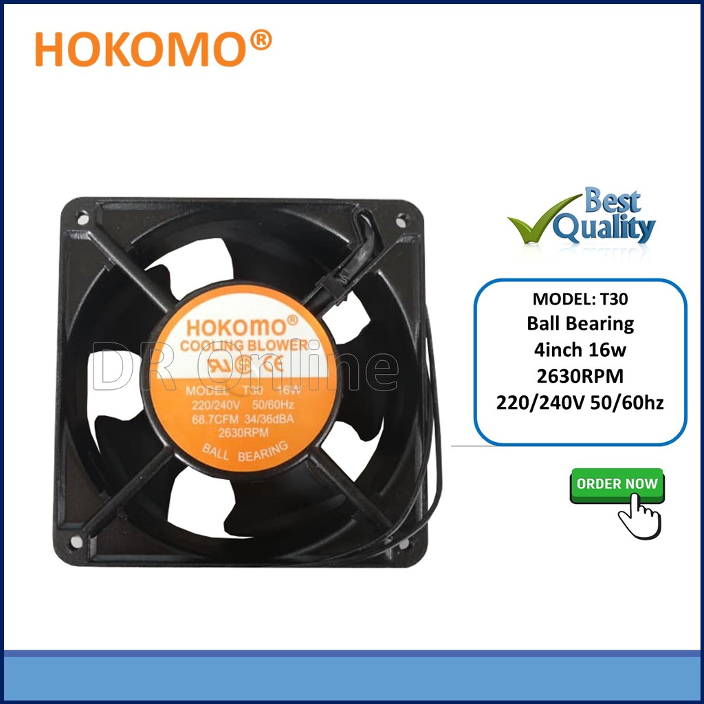 HOKOMO Cooling Blower Fan Axial Fan 4 Inch Ball Bearing, 120mm x 120mm x 38mm 240VAC/110v/415v ...