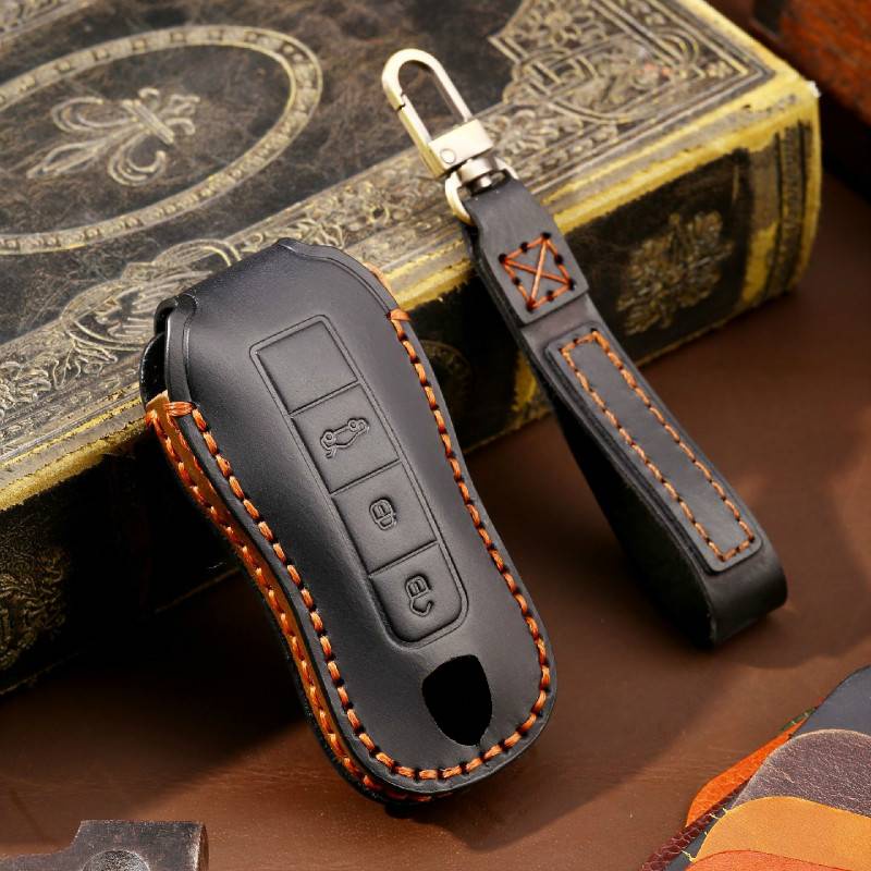 Luxury Leather Car Key Cover Case Fob Keychain Holder for Porsche Macan ...