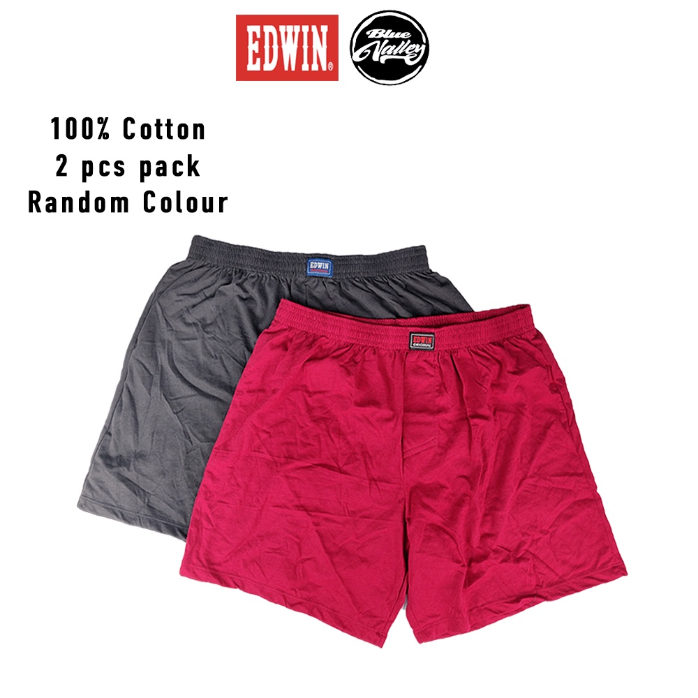 (2pcs) Edwin Men's Boxer 100% Cotton EV1259-2 | Shopee Malaysia