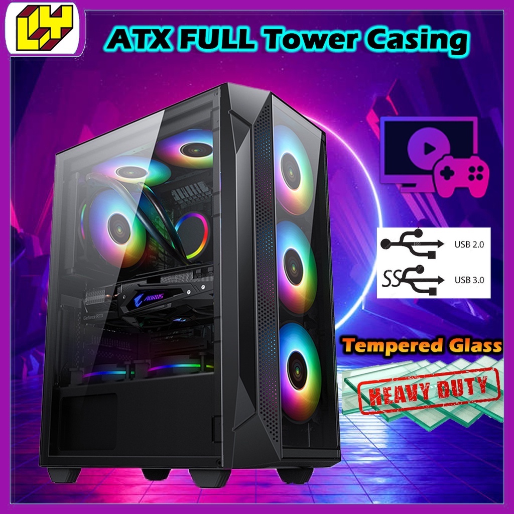 ATX Tempered Glass Case CPU Case with RGB Fan RGB ATX ITX µ ATX Gaming ...