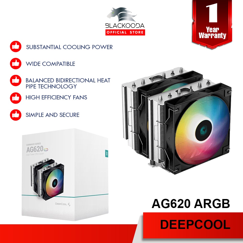 DEEPCOOL AG620 DUAL-TOWER ARGB AIR COOLER - R-AG620-BKANMN-G-1 | Shopee ...
