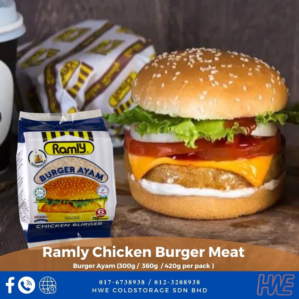[Halal] Ramly Chicken Burger Meat 360g | Ramly Burger Ayam | Shopee ...