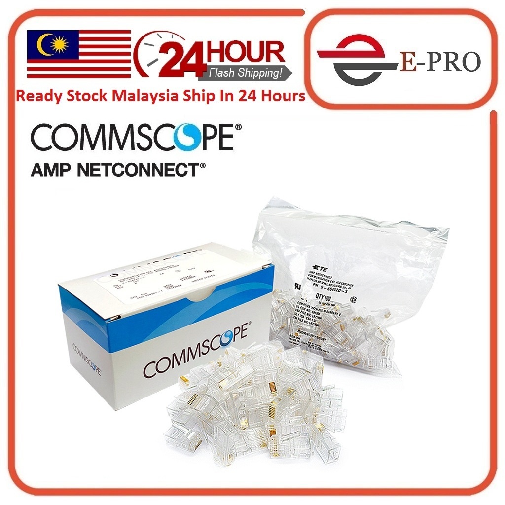Commscope AMP RJ45 (UTP) Cat5e Cat6 Modular Plug (100pcs/pack) 8p8c ...