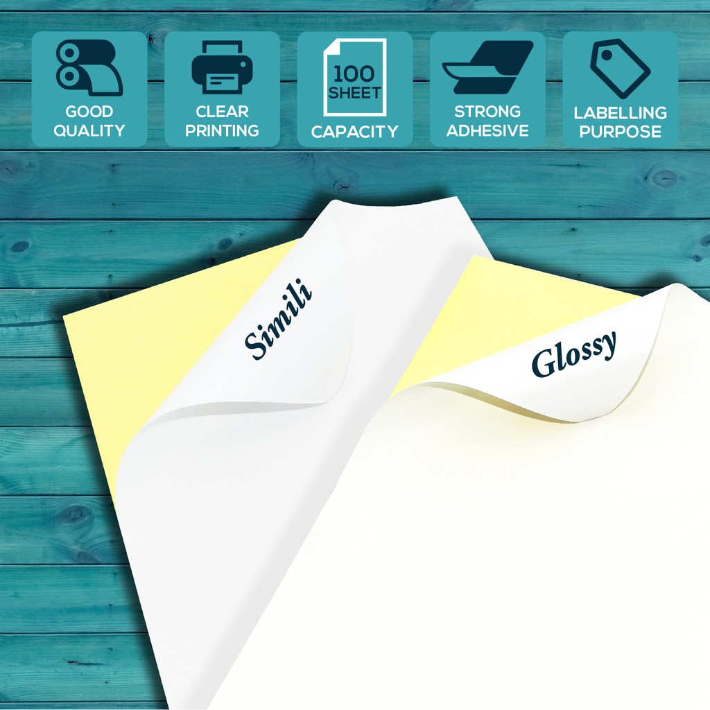 White Colour Simili // Glossy A4 Size Sticker Paper 100 Sheet 160 GSM ...
