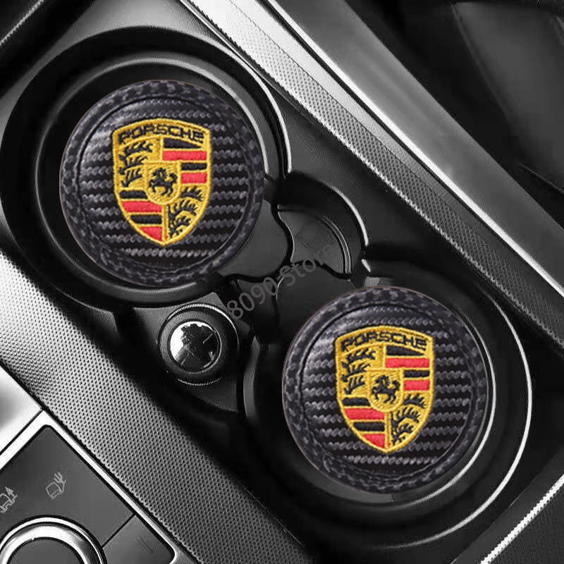2pcs Carbon Fiber Car Interior Coaster Waterproof Dustproof Water Cup ...