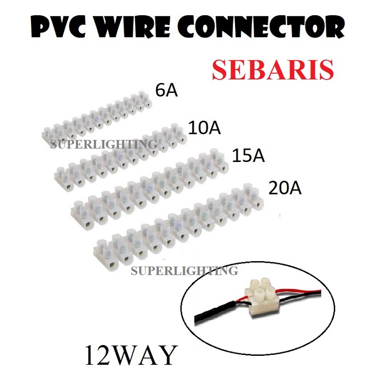 PVC WIRING WIRE CONNECTOR 6A 10A 15A 20A TERMINAL BLOCK CABLE BARRIER ...