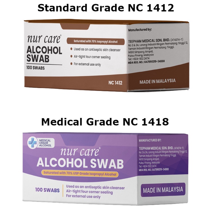 NUR CARE ALCOHOL SWAB 100'S (STANDARD | MEDICAL GRADE) | Shopee Malaysia