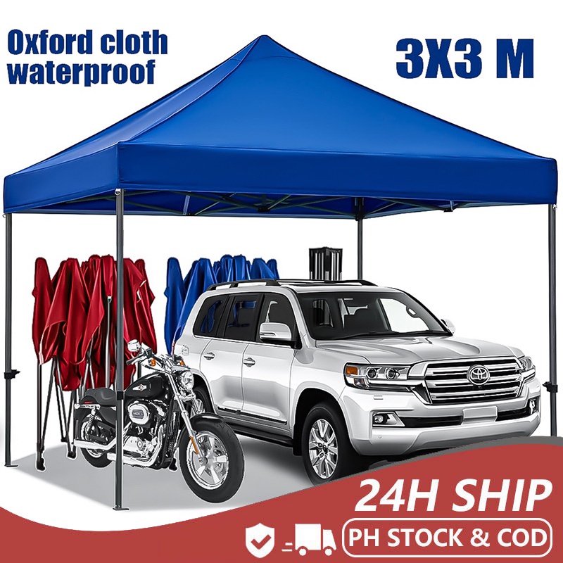 kain khemah 10x10 Feet Full Set Roof 3x3m Foldable Canopy Tent Night ...