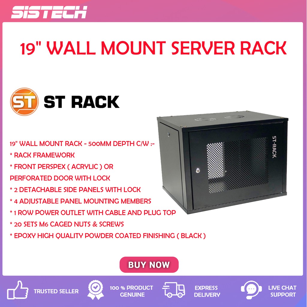 [FREE SHIPPING] ST Rack 19" Wall Mount Server Rack [4U/6U/9U/12U/15U] Perspex (Acrylic) or ...