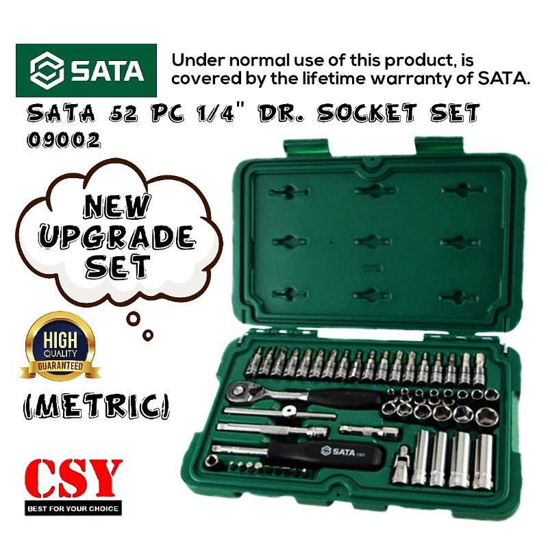 SATA 09002 1/4" Dr. Metric Socket Set 52pcs | Shopee Malaysia