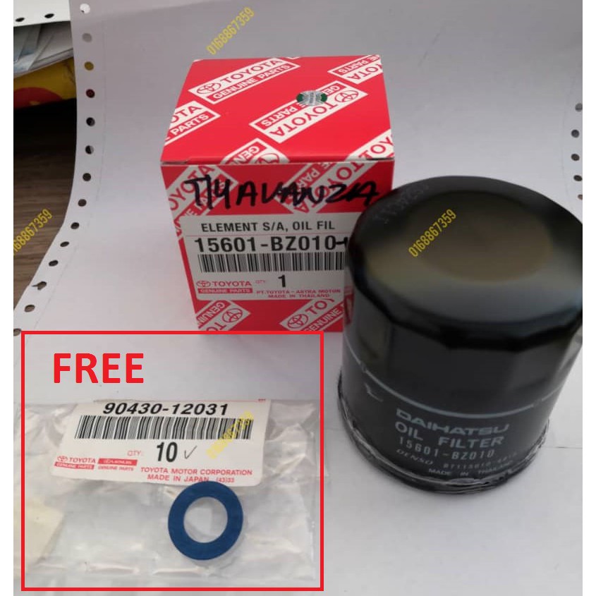 TOYOTA GENUINE OIL FILTER FOR AVANZA (FREE TOYOTA GENUINE DRAIN PLUG ...