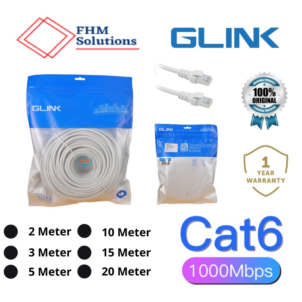 GLINK 2M/3M/5M/10M/15M/20M RJ45 CAT 6 Patch Cord LAN Network Gigabit Ethernet Cable CAT6 ...