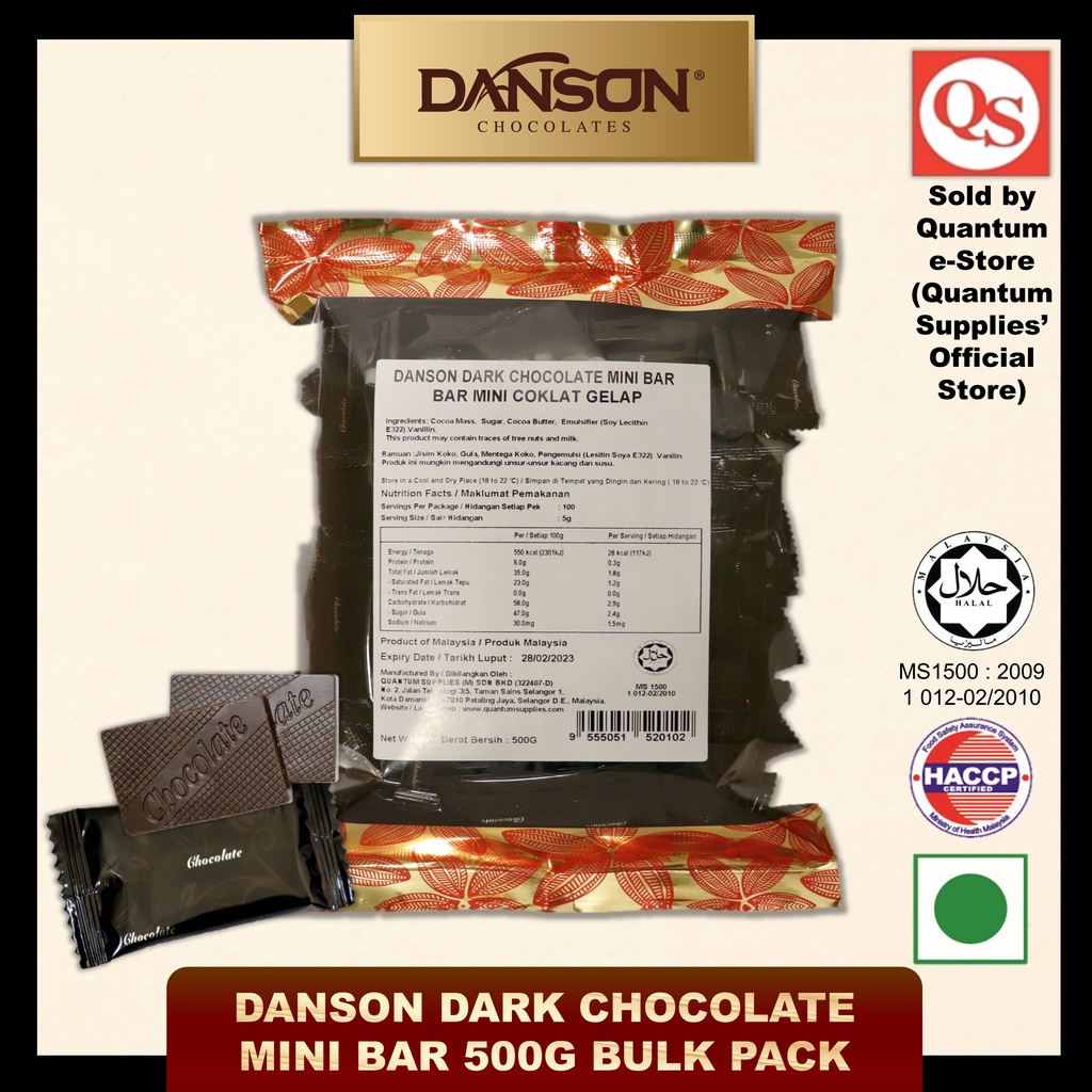 Danson Dark Chocolate Mini Bar 500g Bulk Pack | Shopee Malaysia