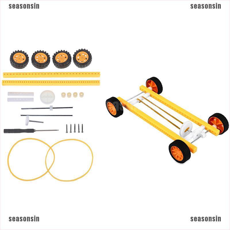 （seasonsin）diy wood pull back car toy model rubber band pull back car ...