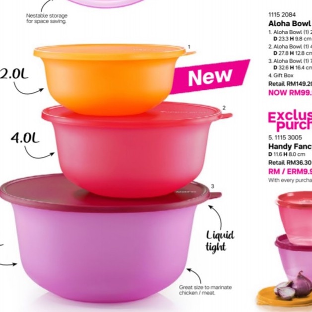 Tupperware Aloha Bowl Set/ PWP Exclusive Set | Shopee Malaysia