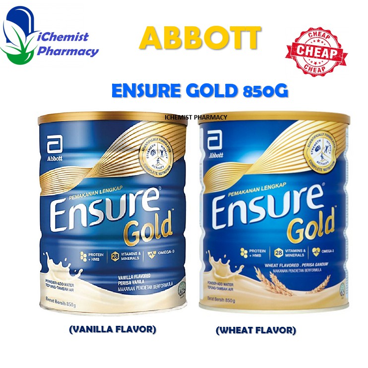 [GENUINE] ENSURE GOLD COMPLETE NUTRITION VANILLA / WHEAT 850G | Shopee Malaysia