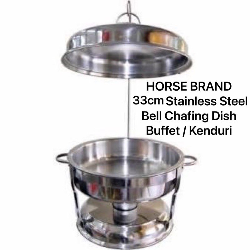 HORSE BRAND 33cm Stainless Steel Bell Dome Set Chafing Dish/ Buffet ...