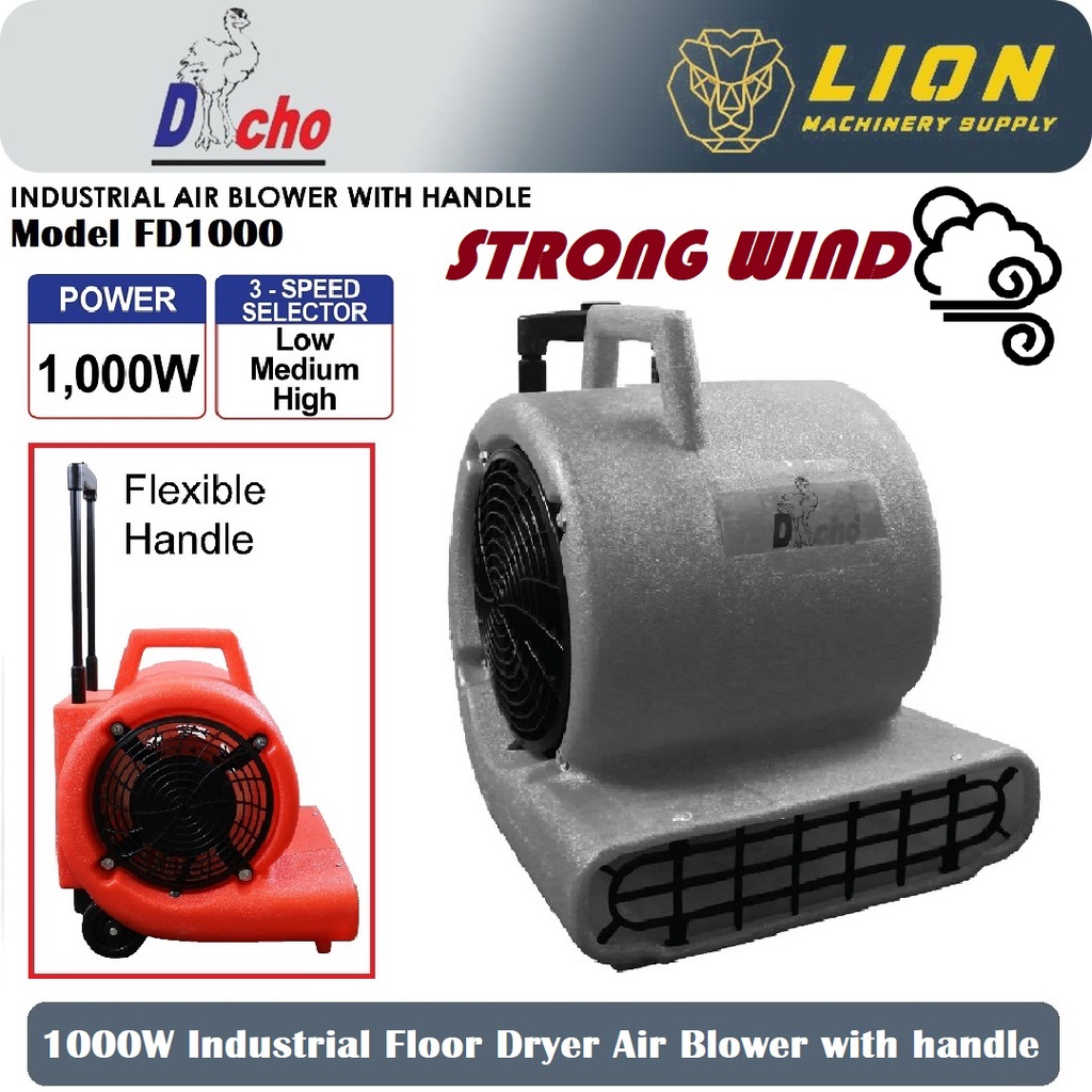 DACHO 1000Watt Industrial Floor Dryer Blower with Handle & Wheel FD1000 ...