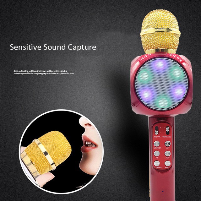 WS-1816 LED Mic KTV K-song Wireless Bluetooth Portable Hifi Speaker Microphone | Shopee Malaysia