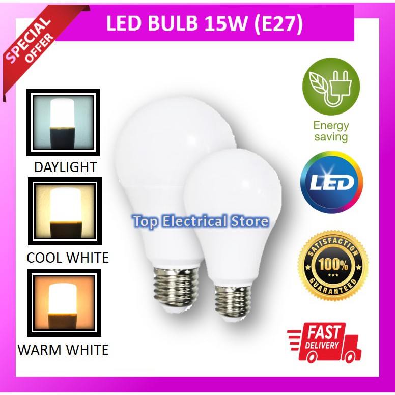 E27 LED BULB 15W MENTOL LAMPU ENERGY SAVING TABLE LAMP LAMP CEILING ...