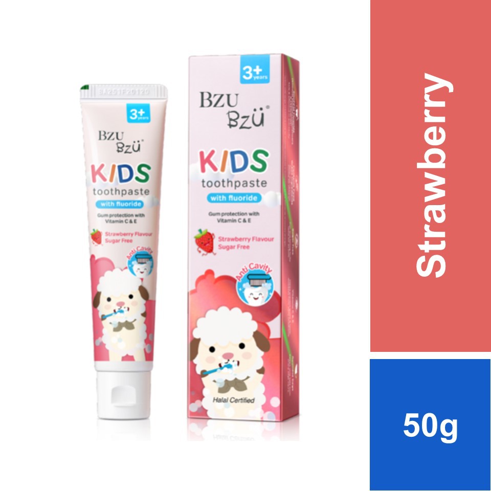 BZU BZU Kids Toothpaste Strawberry Flavour x 50g | Shopee Malaysia