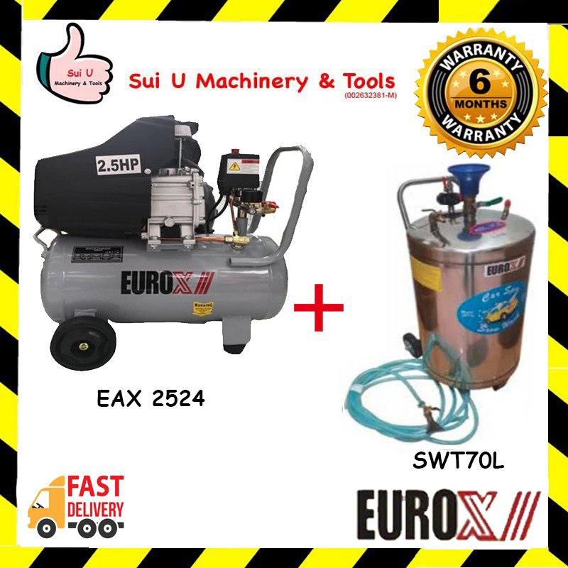 EUROX SWT 70L Stainless Steel Snow Wash Tank & EUROX EAX2524 24L 2.5HP ...