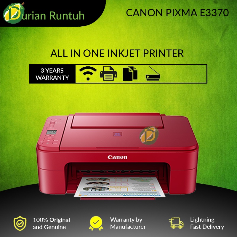 Canon E3370 Pixma Wireless All-in-One Printer (Black / Red) | Shopee Malaysia