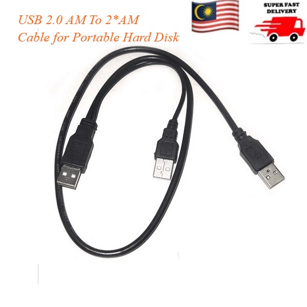 USB 2.0 AM TO 2*AM Cable for External Kabel USB 2.0 PG HINGGA 2*AM ...