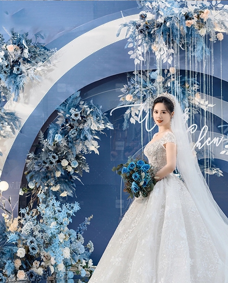 Blue series artificial flower blue simulation green blue wedding theme ...