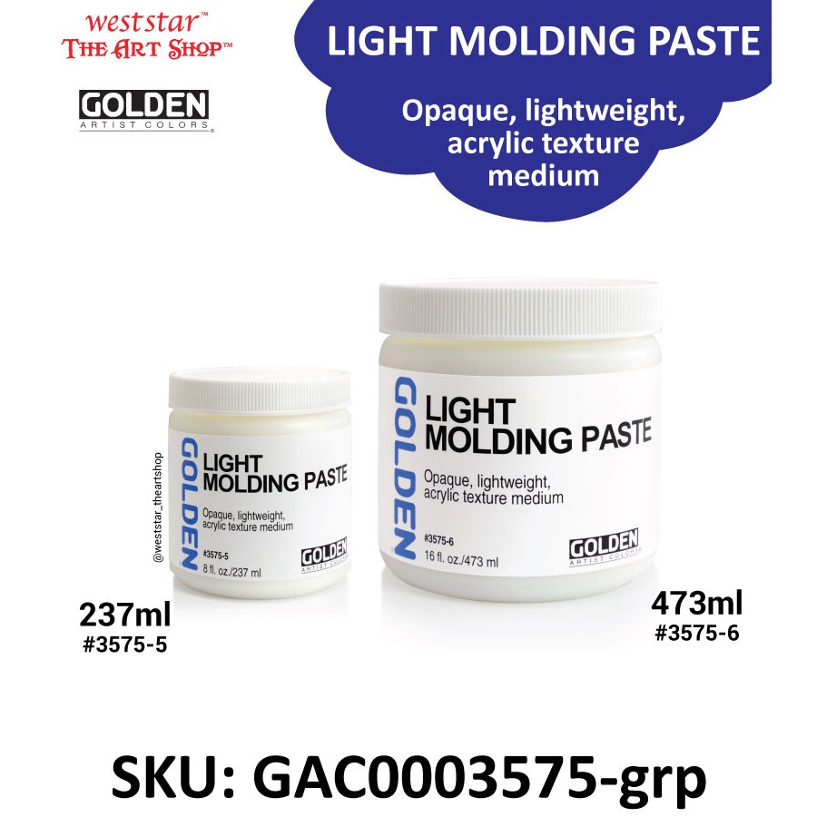 Golden Light Molding Paste , lightweight acrylic texture medium | 237ml ...
