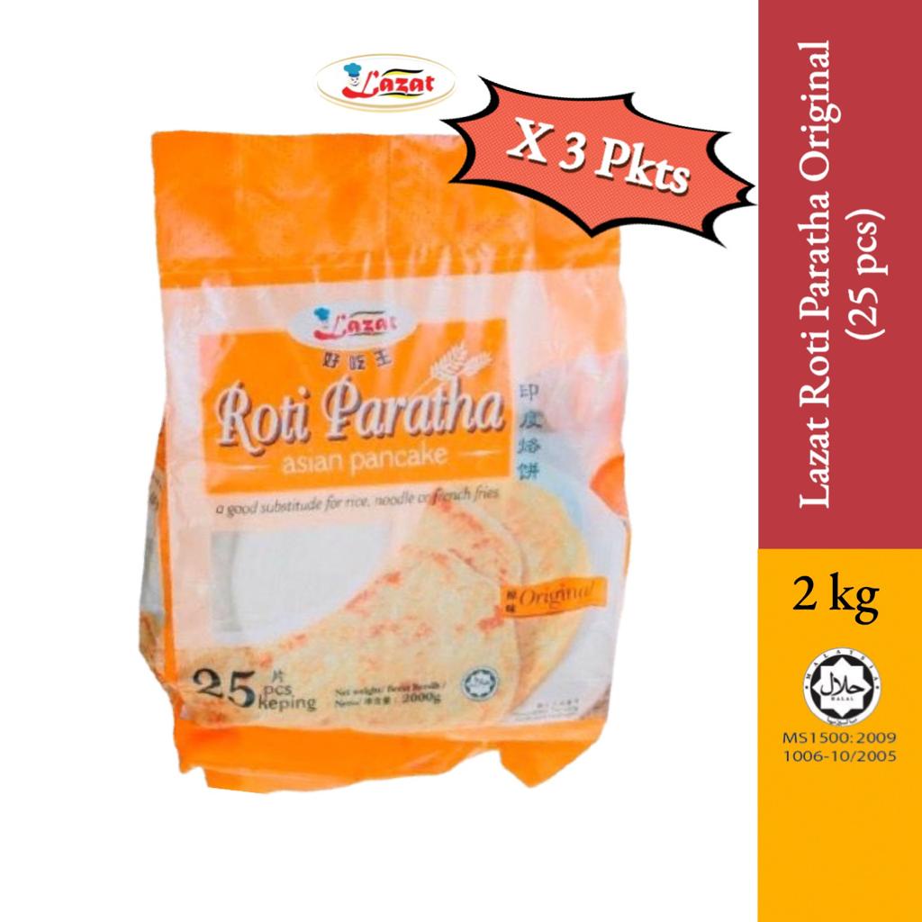Lazat Roti Pratha Frozen Original (3 Packs x 25pcs) | Shopee Malaysia