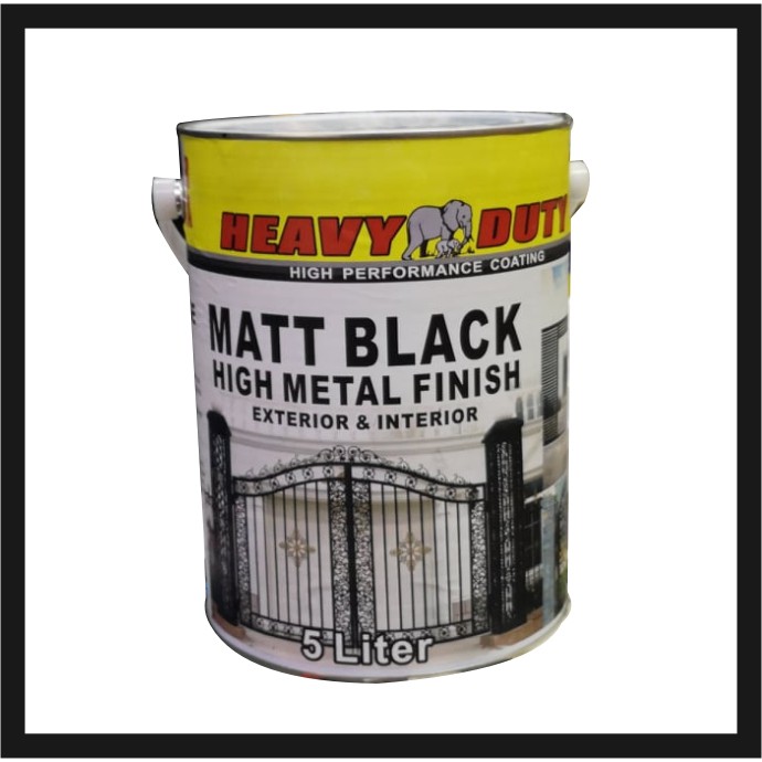 5L ( MATT BLACK ) HEAVY DUTY Brand Metal Paint Matt Black Cat Besi ...