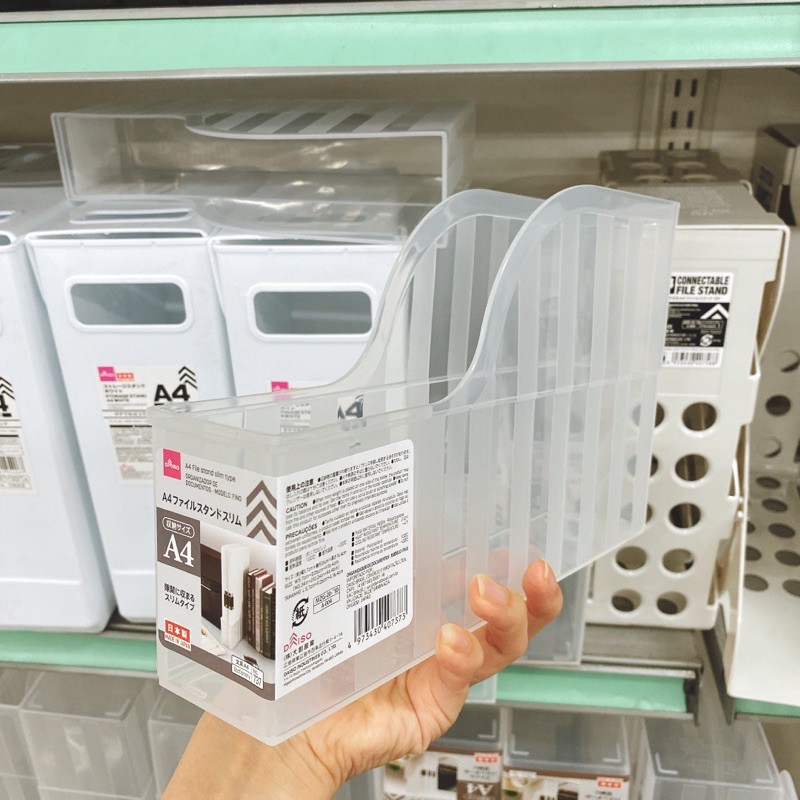 Daiso Book Stand A4 File Stand Table Book Storage Box Organizer Box PP ...