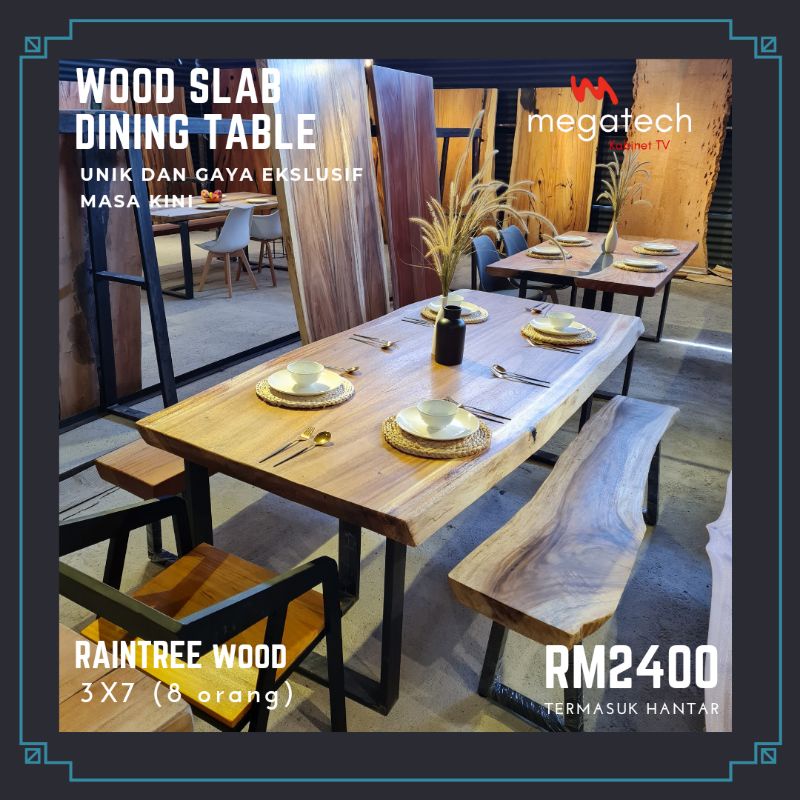 MEJA MAKAN KAYU BALAK DINING TABLE WOOD SLAB | Shopee Malaysia