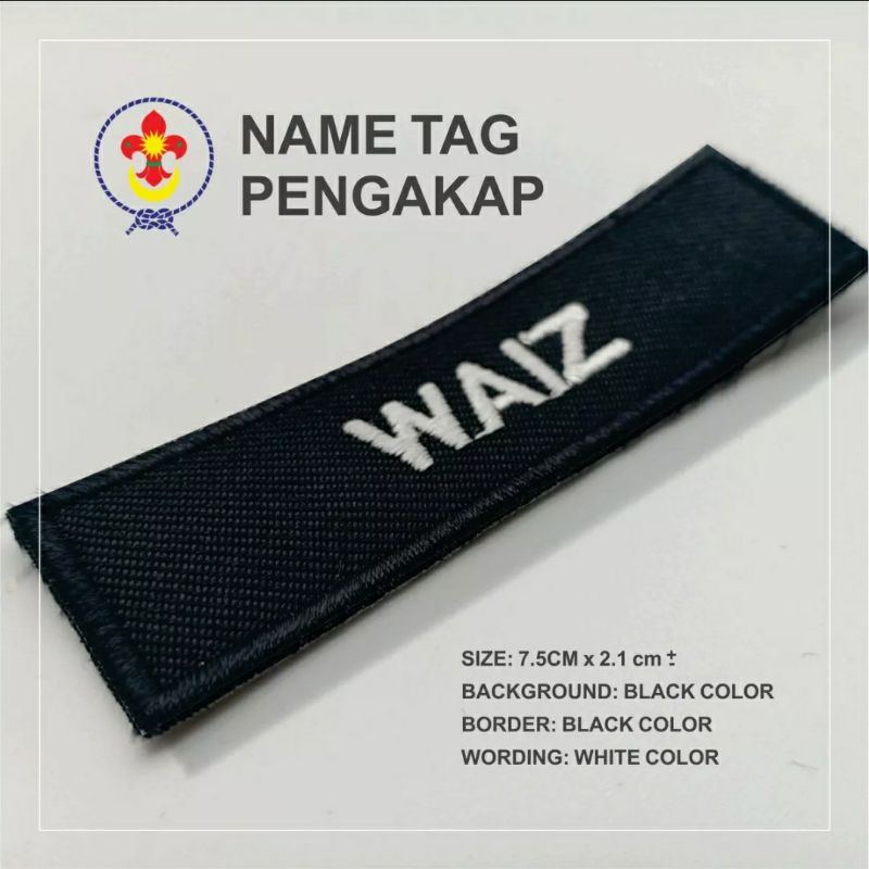 Name Tag Pengakap Scout Sulam Embroidery with gam (IRON ON) | Shopee ...