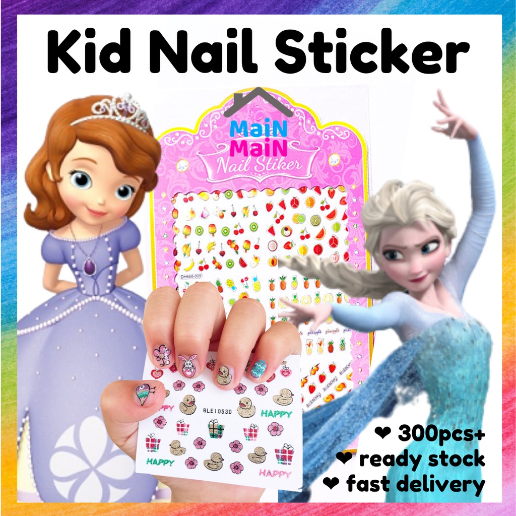 kid nail sticker cartoon princess nail art Pelekat Kuku Cartoon Diy ...