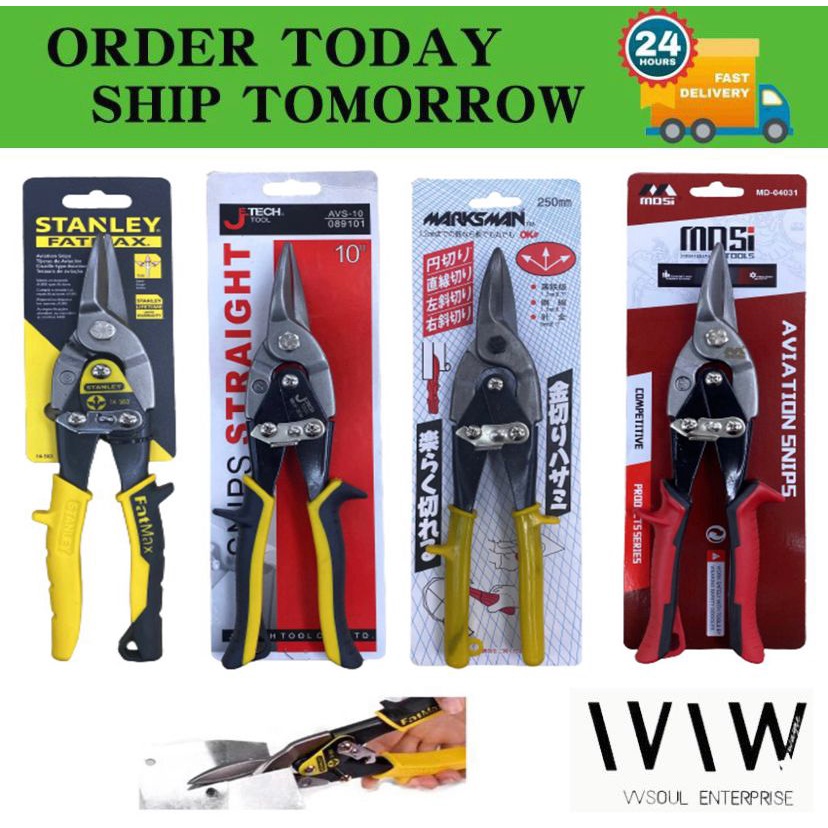 Stanley Aviation Snip Straight /Yellow Cutter /Cutting Metal Sheet ...