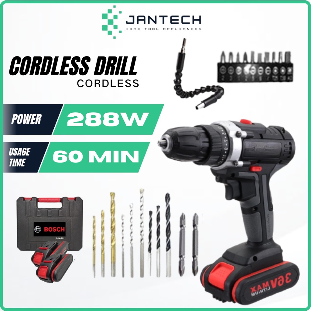 Jantech 288V 2 Battery Cordless Drill Impact Screwdriver (2022 New Design-Upgraded) | Shopee ...