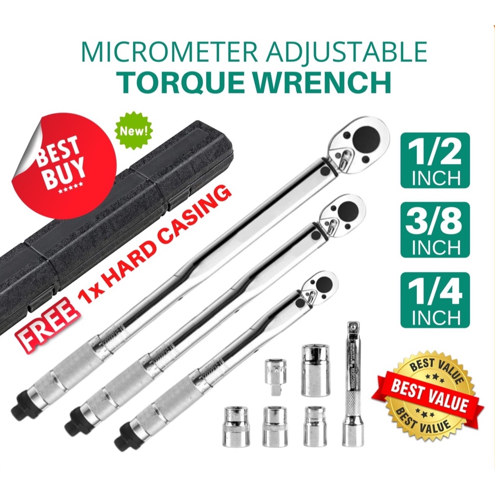 1/2'' Driver Click Adjustable Micrometer Torque Wrench Spanar 28-210nm ...