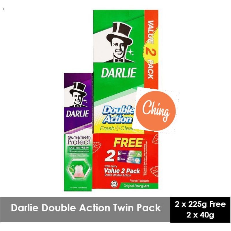 DARLIE Double Action Toothpaste 2 x 225g [Free 2x40g] | Shopee Malaysia