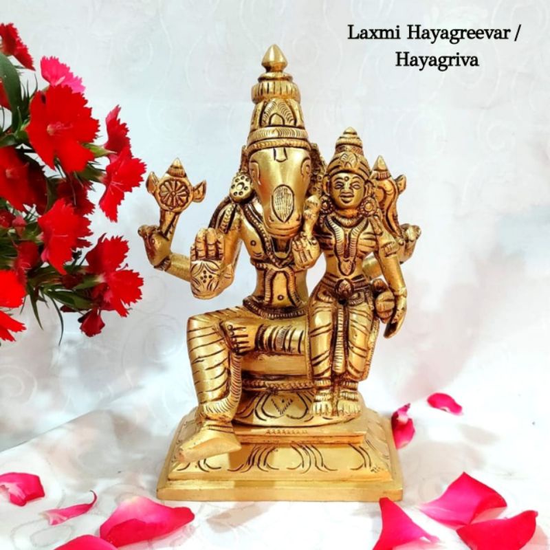 Laxmi Hayagreevar / Hayagriva StatueBrass Antique FinishLaxmi ...