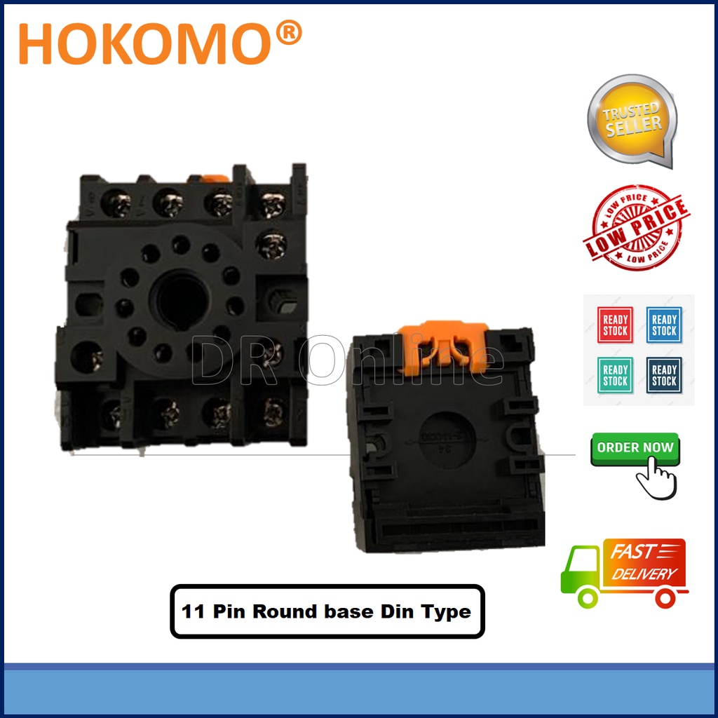 Hokomo Round Relay Timer Base 11pin Socket Round Back Mounting Relay Timer Base Bf113a E