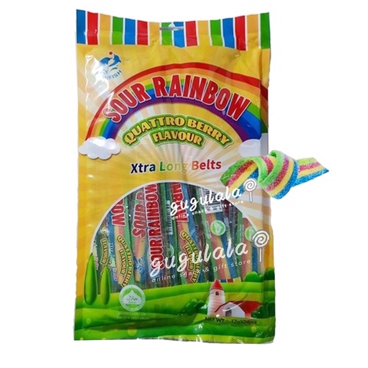 Sour Rainbow Extra Long Belts Candy 12g x 24pcs | Shopee Malaysia