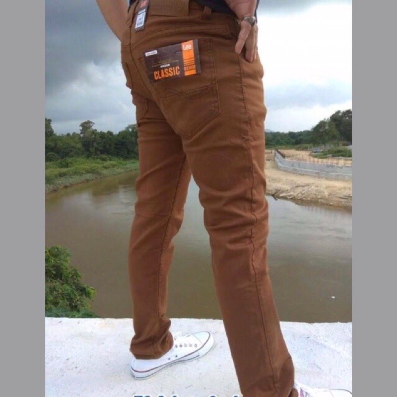 Seluar Slack Jeans Lelaki Kain Memeri Bergetah Cutting Slimfit Warna ...