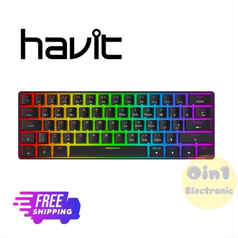 Havit 60% Wireless Bluetooth Mechanical Gaming Keyboard & Wired USB ... Havit 60% Wireless Bluetooth Mechanical Gaming Keyboard & Wired USB ...