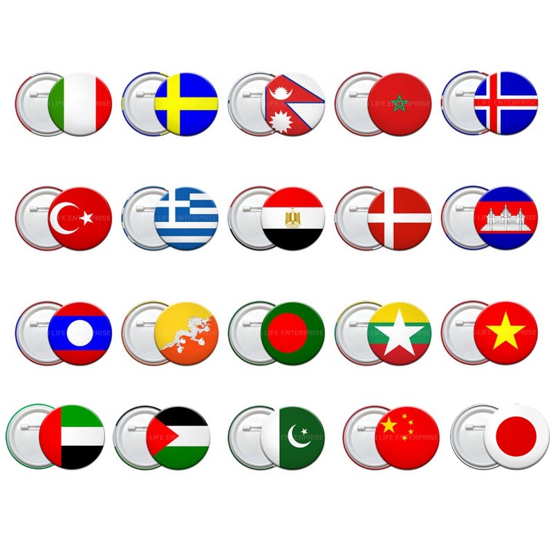 20 Countries Flag Of The World Pin Button Badge 58mm | Shopee Malaysia